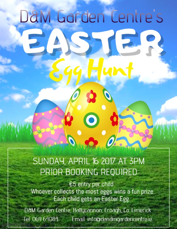 Don't Miss our Easter Egg Hunt on Easter Sunday - D and M Garden Centre
