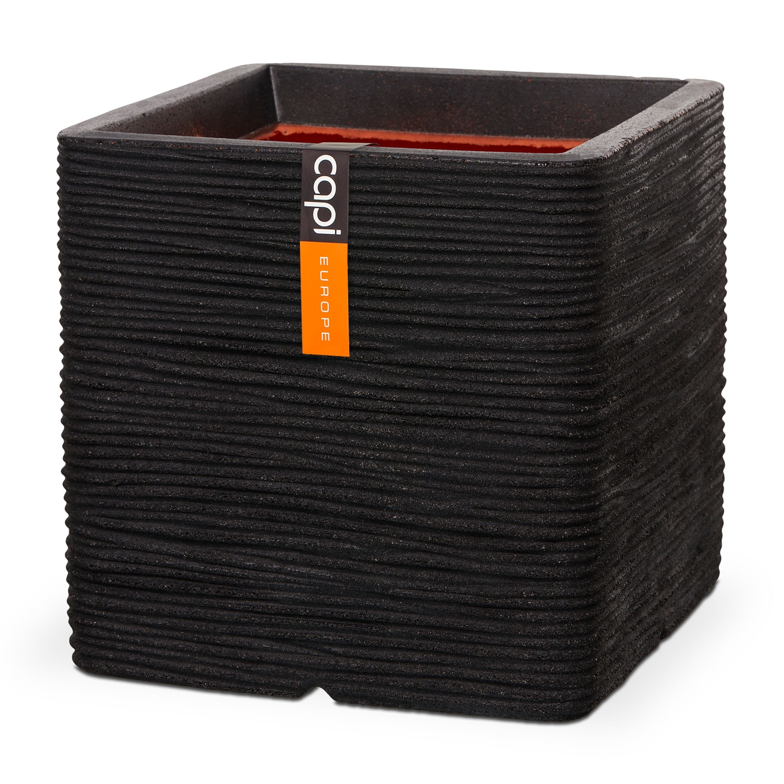Planter square Rib 50x50x50 black - D and M Garden Centre
