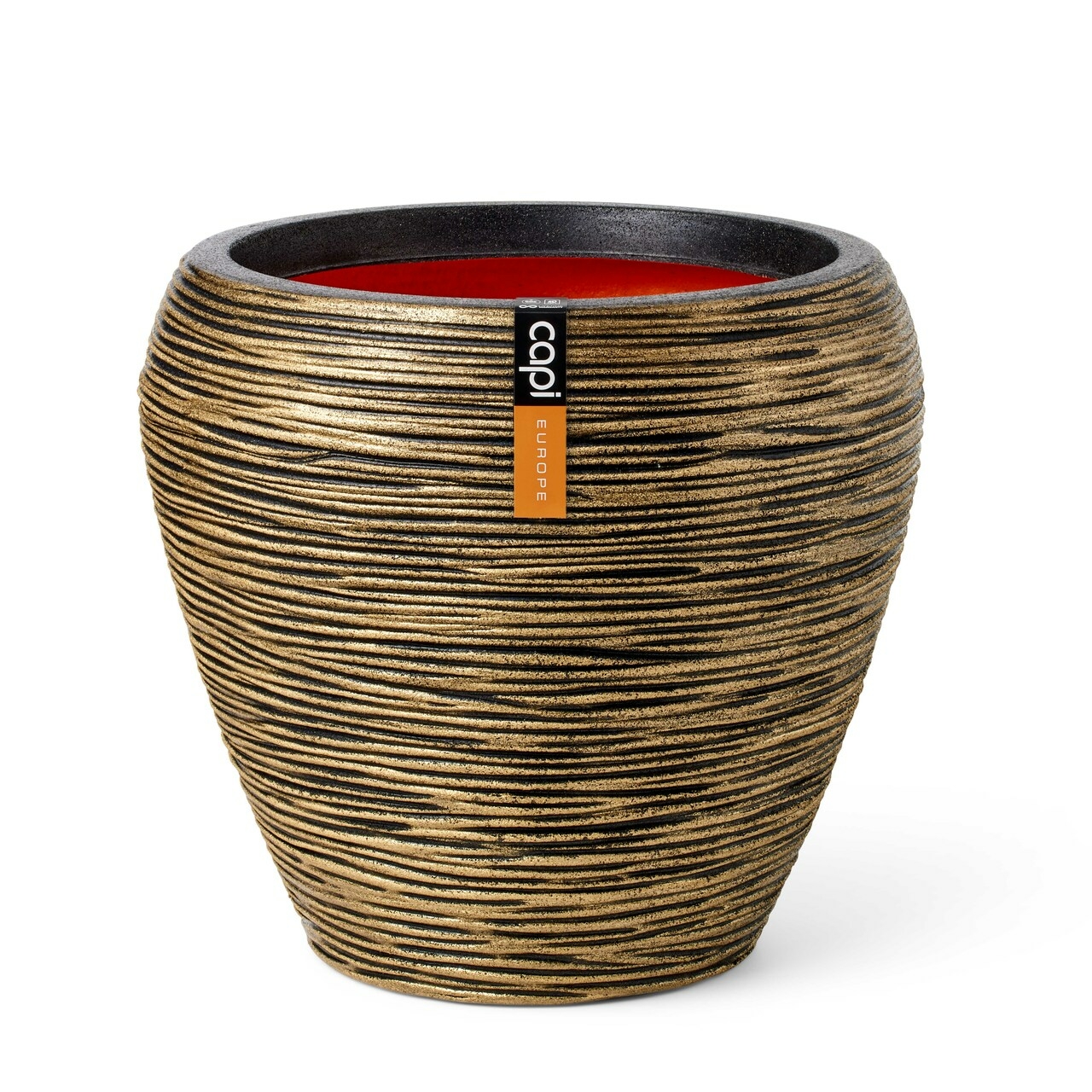 Vase taper round Rib black gold 42x38 - D and M Garden Centre